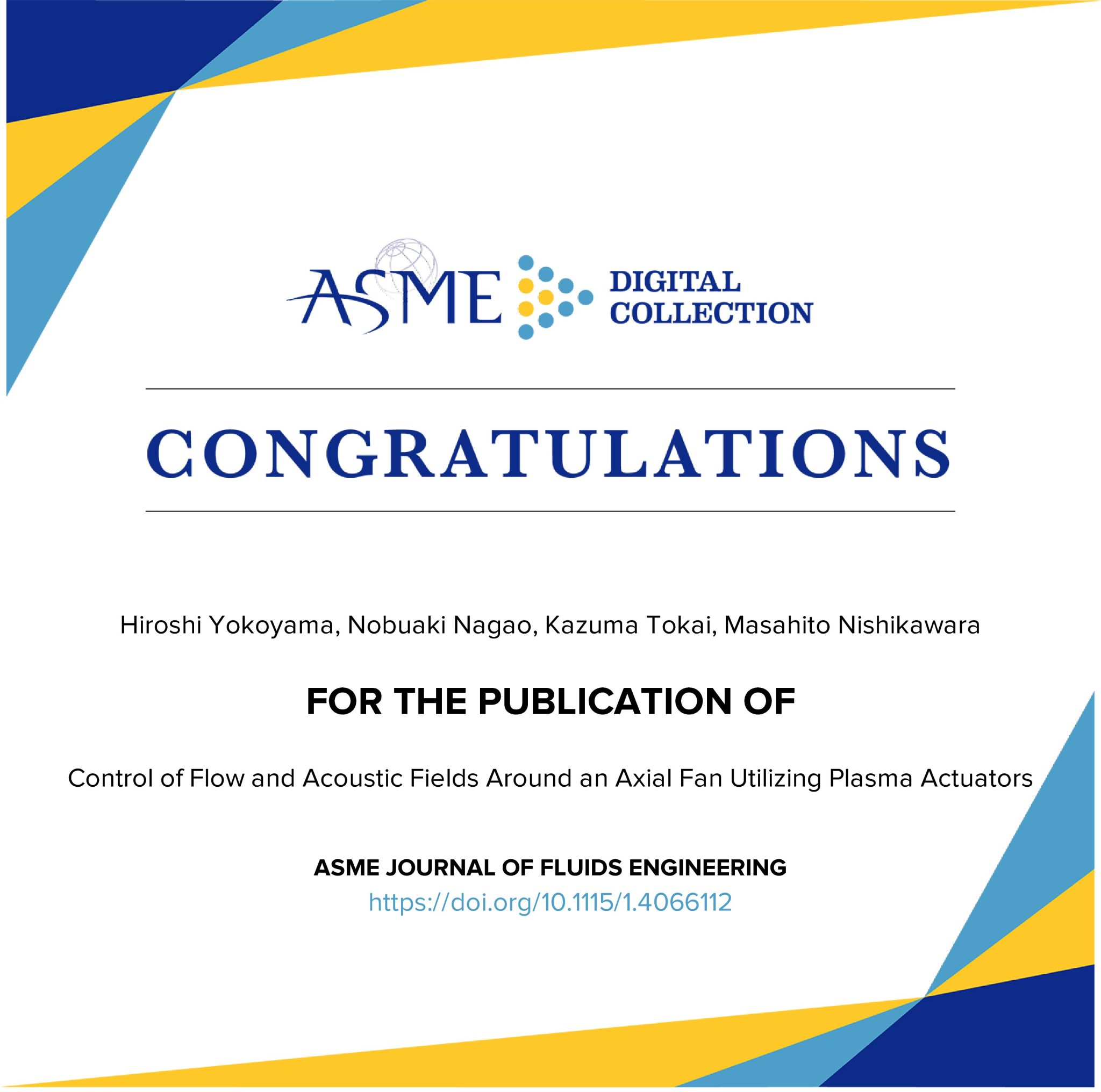 Published in ASME Trans., Journal of Fluids Engineering | Energy Conservation Engineering Laboratory